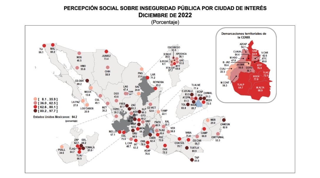 El 64.2% de mexicanos considera inseguro vivir en su ciudad, encuentra ...